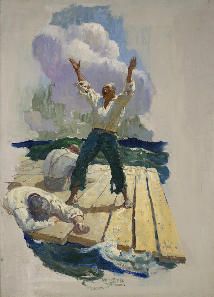 Three Men on a Raft - Farnsworth Art Museum