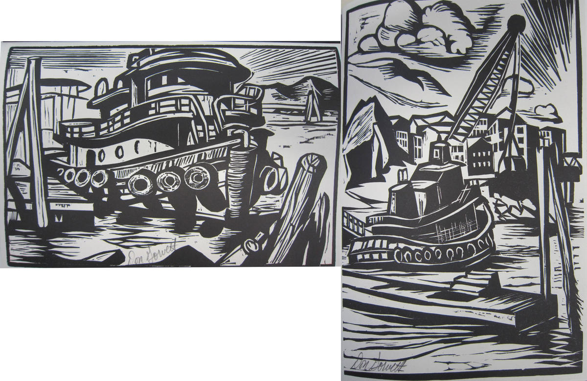 Don Gorvett Woodcut: Blocks and Prints - Farnsworth Art Museum